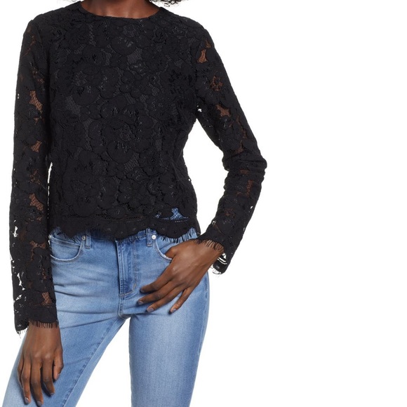 Wayf | Tops | Nwt Wayf Long Sleeve Black Lace Top Xxl | Poshmark